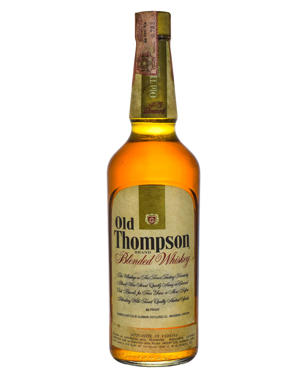 Old Thompson Brand Blended Whiskey Italian Export - Must Have Malts