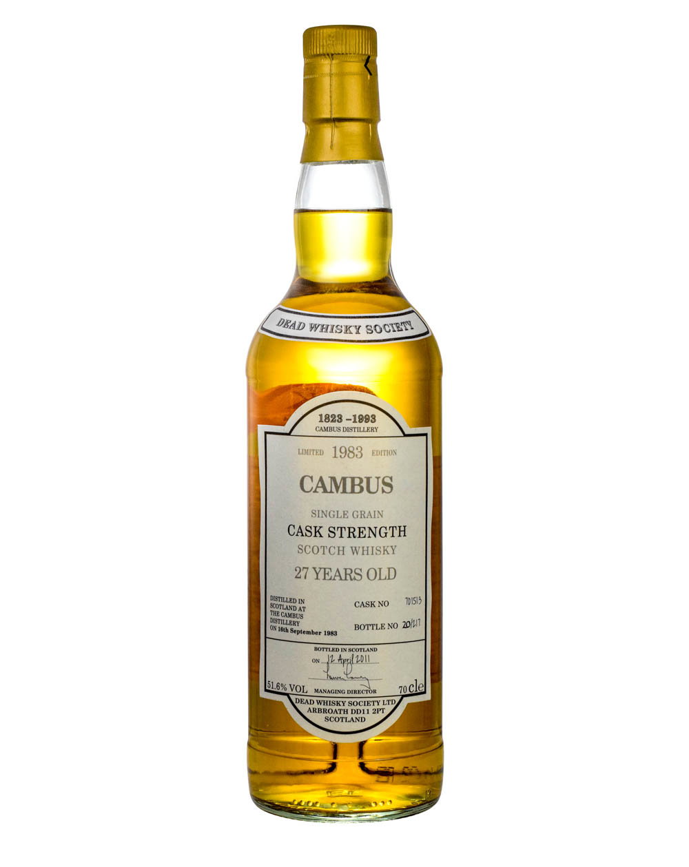 Cambus 27 Years Old Dead Whisky Society 1983 - Must Have Malts